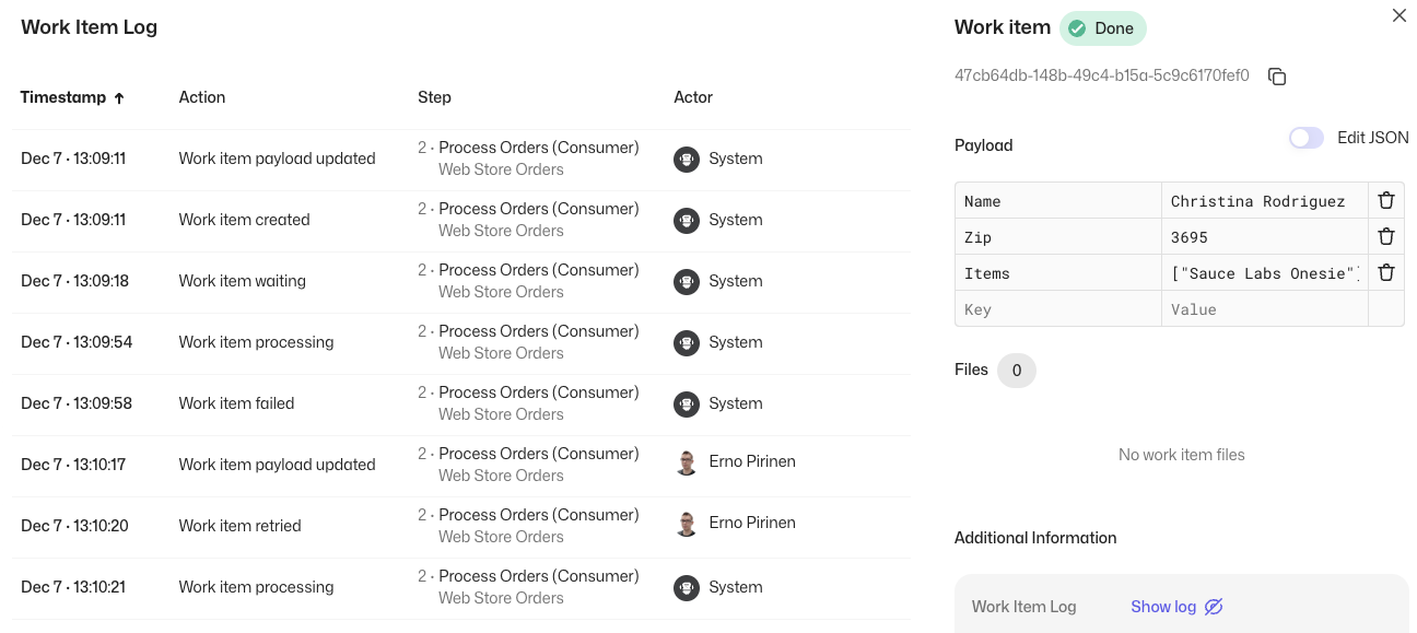 Control Room: Work Item Log, Process Documentation and more | Sema4.ai ...